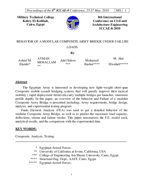 (PDF) Behavior of a Modular Composite Army Bridge Under Failure Loads