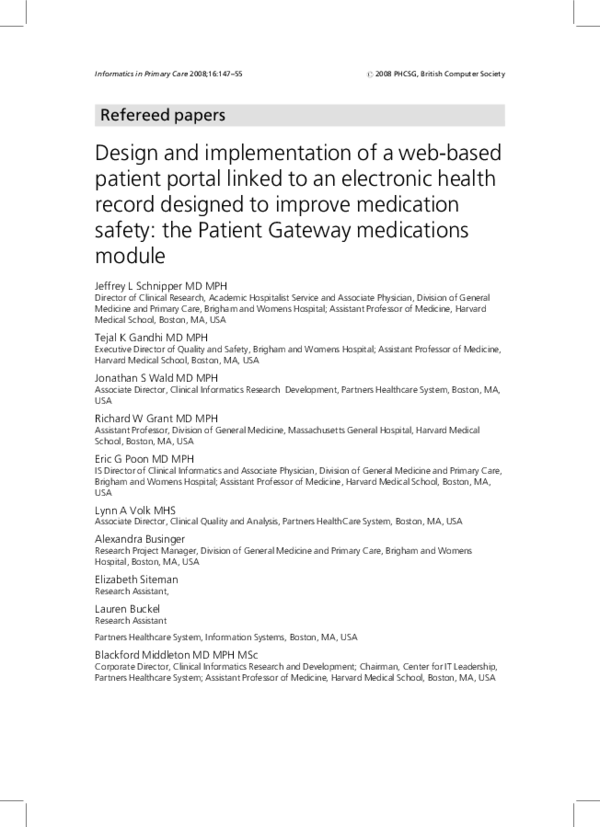 (PDF) Design and implementation of a web-based patient portal linked to ...