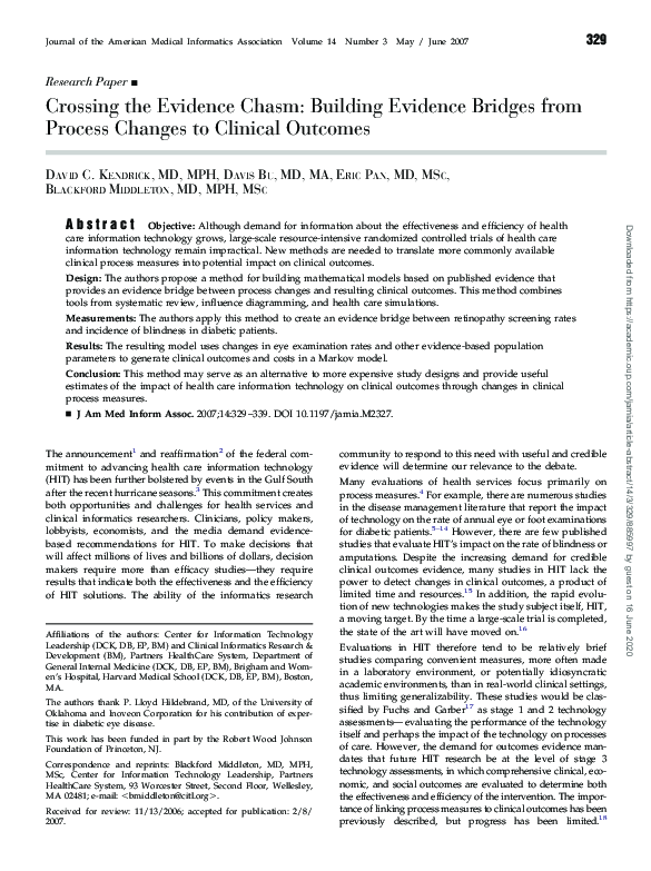 (PDF) Crossing the Evidence Chasm: Building Evidence Bridges from ...