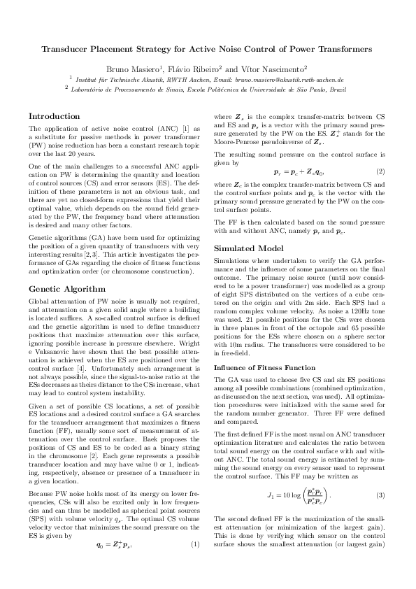 (PDF) Transducer Placement Strategy for Active Noise Control of Power Transformers