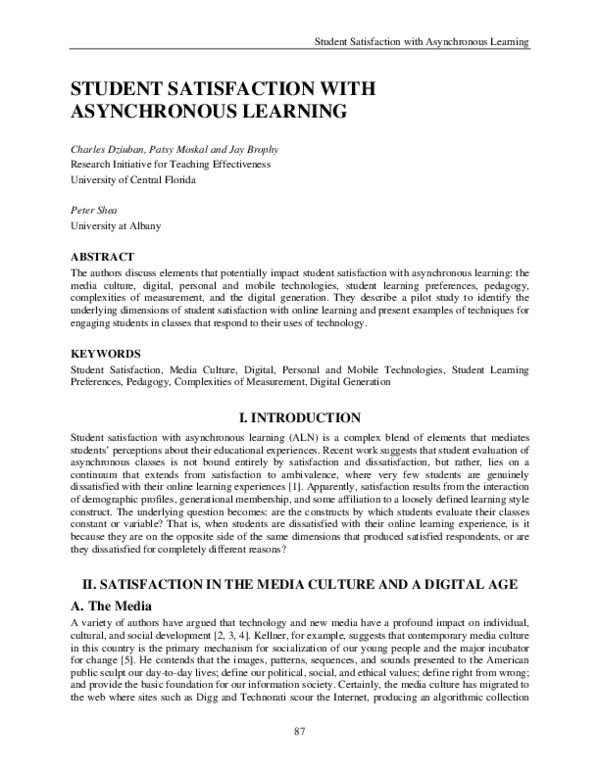 (PDF) Factors Influencing Asynchronous Learning Satisfaction