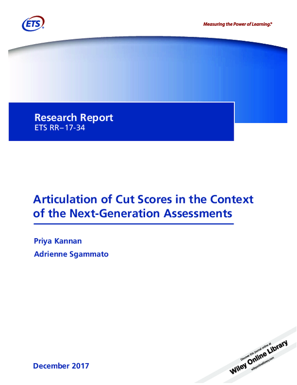 (PDF) Articulation of Cut Scores in the Context of the Next-Generation ...