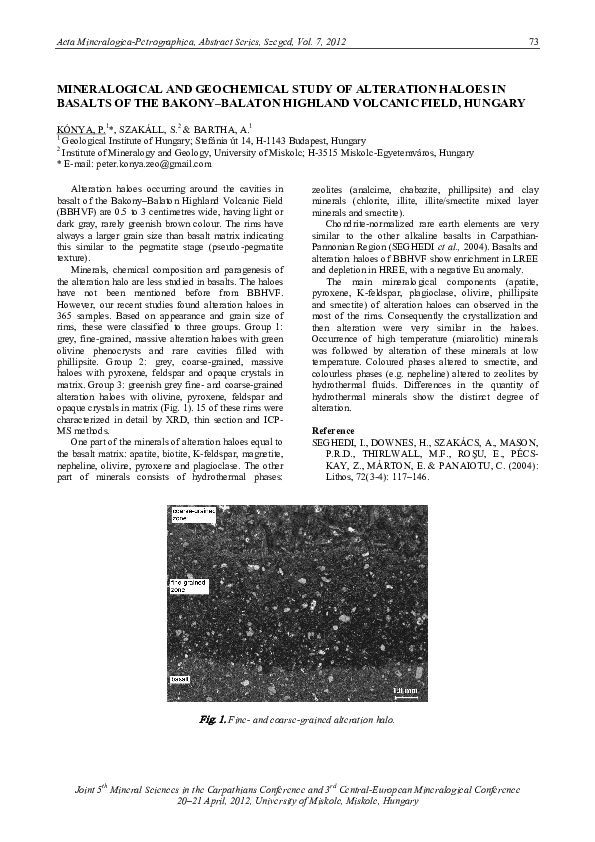 (PDF) Mineralogical and geochemical study of alteration haloes in ...