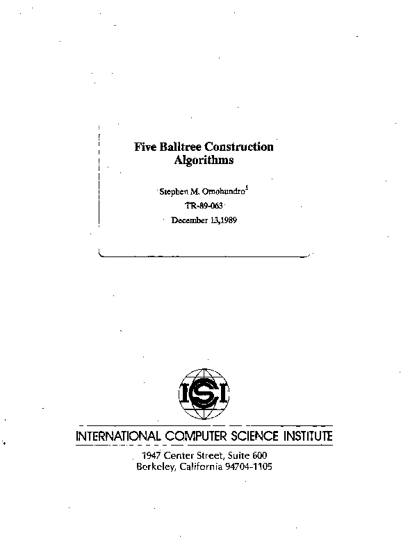 (PDF) Five Balltree Construction Algorithms