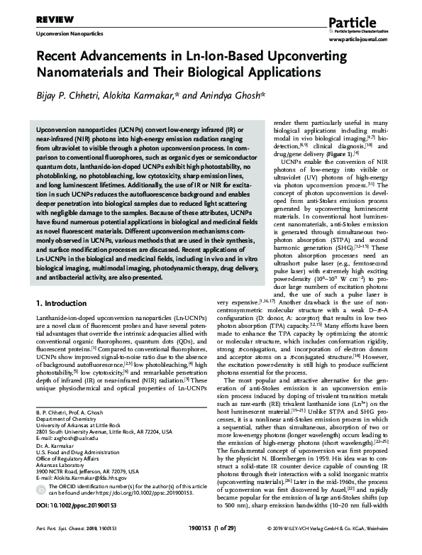 (PDF) Recent Advancements in Ln‐Ion‐Based Upconverting Nanomaterials ...