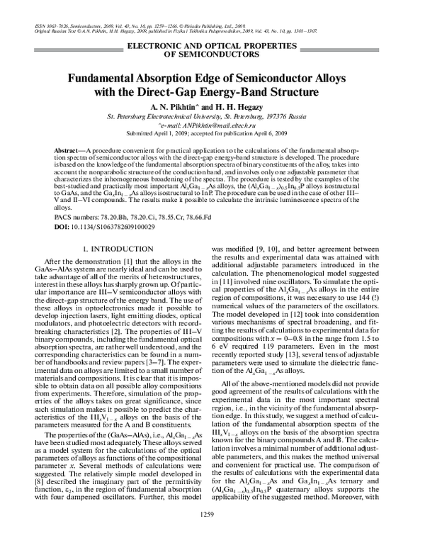 (PDF) Fundamental absorption edge of semiconductor alloys with the ...