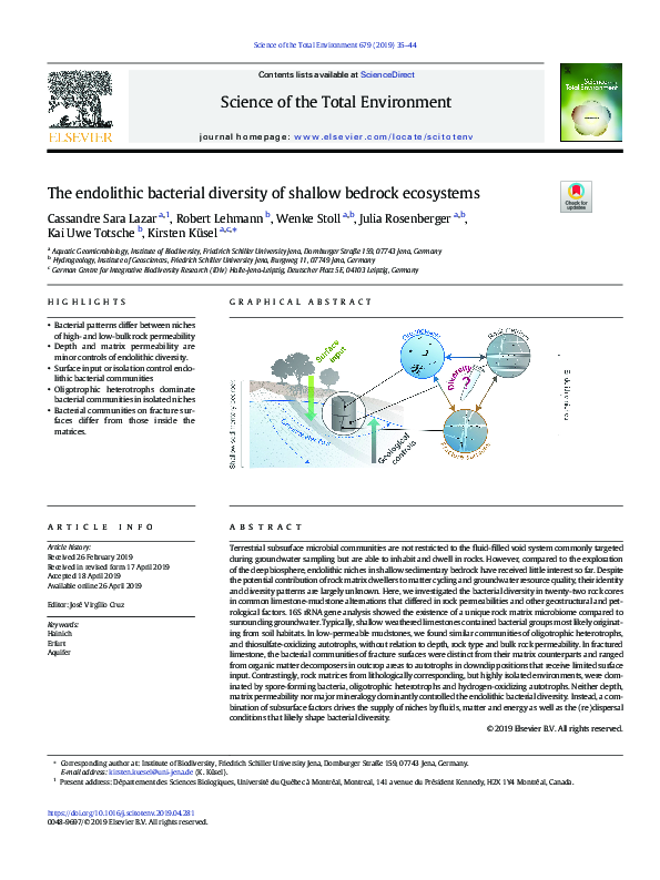 (PDF) The endolithic bacterial diversity of shallow bedrock ecosystems