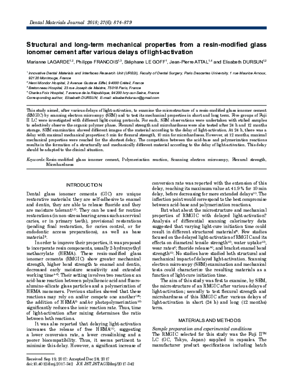 (PDF) Structural and long-term mechanical properties from a resin ...