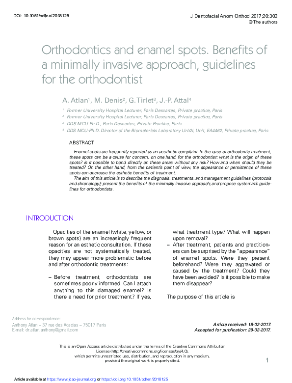 (PDF) Orthodontics and enamel spots. Benefits of a minimally invasive ...