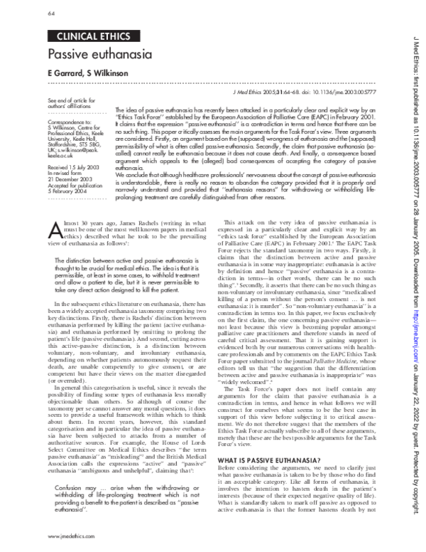 (PDF) Passive euthanasia
