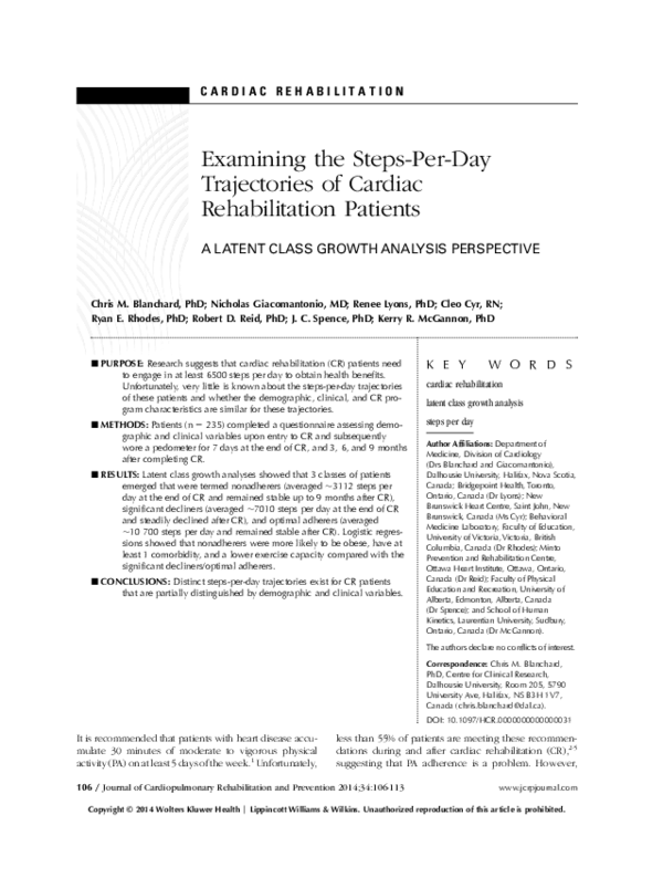(PDF) Examining the Steps-Per-Day Trajectories of Cardiac ...
