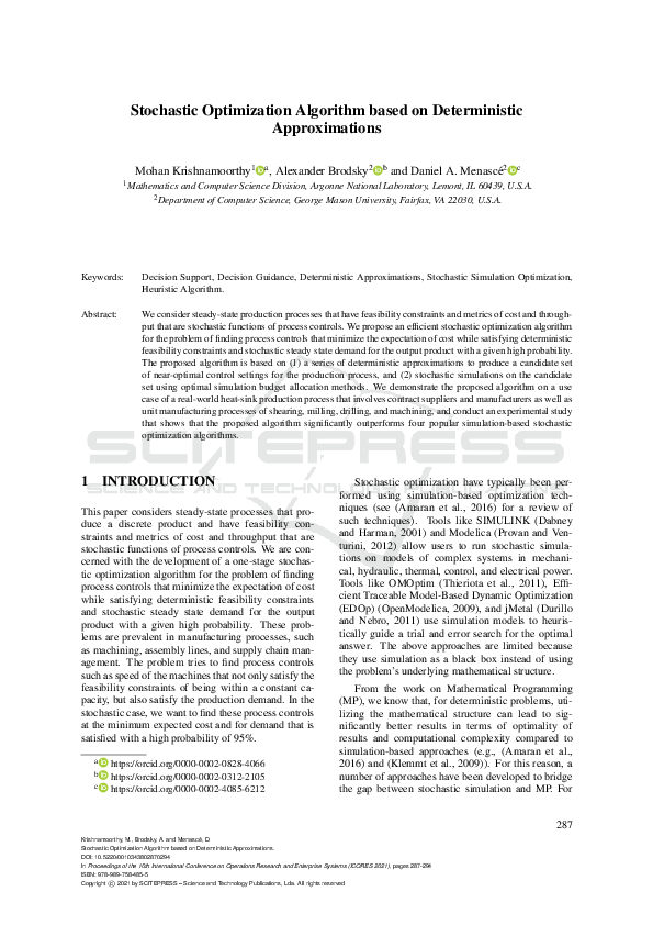 Pdf Stochastic Optimization Algorithm Based On Deterministic Approximations Alexander
