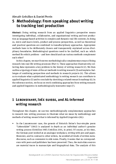 (PDF) Methodology : from speaking about writing to tracking text production