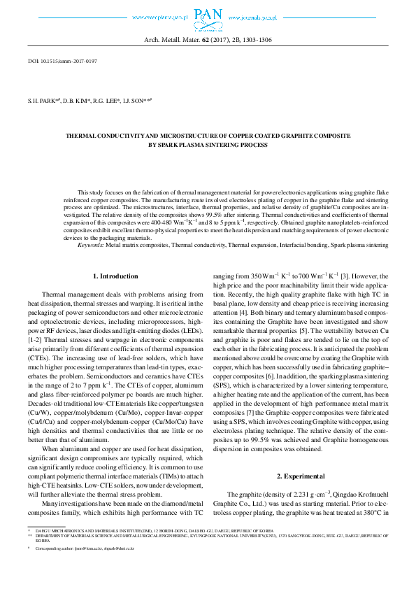(PDF) Thermal Conductivity and Microstructure of Copper Coated Graphite ...