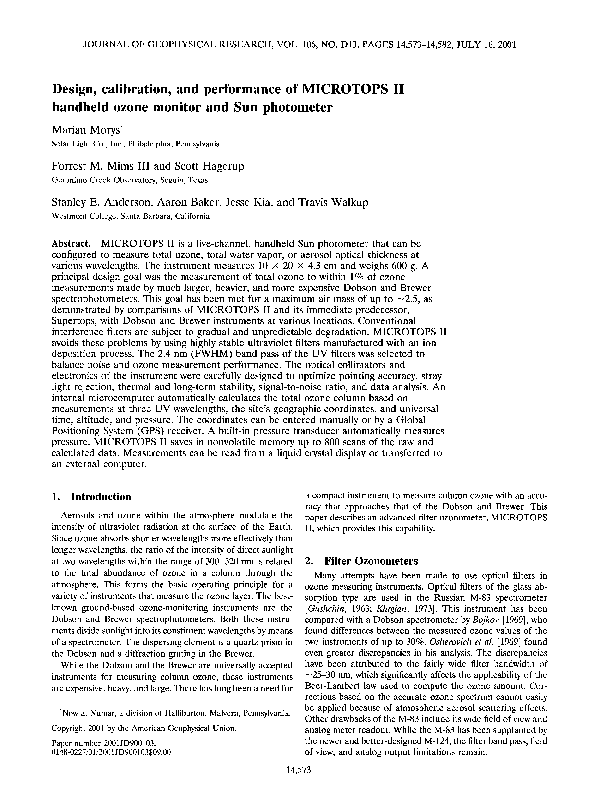 (PDF) Design, calibration, and performance of MICROTOPS II handheld ...