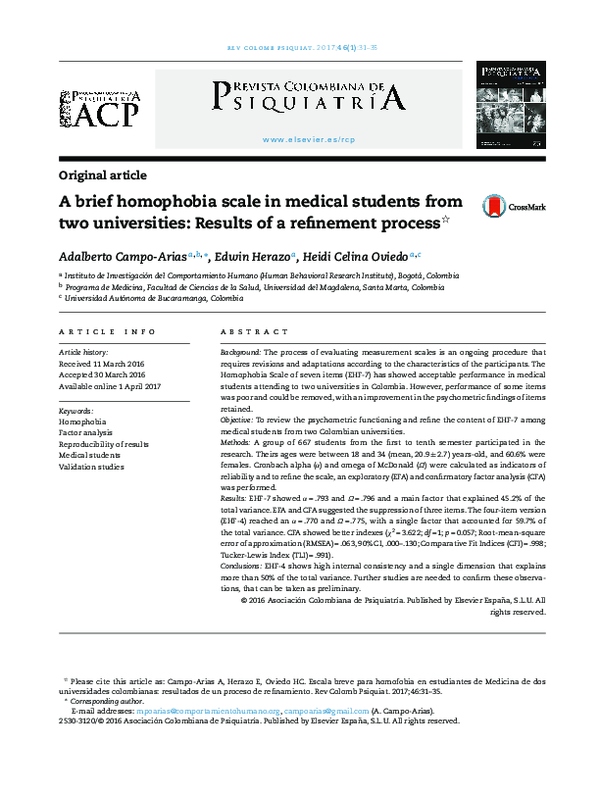 (PDF) Refining the Homophobia Scale in Medical Students