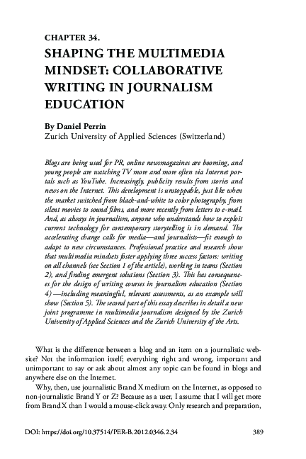 (PDF) Chapter 34. Shaping the Multimedia Mindset: Collaborative Writing in Journalism Education