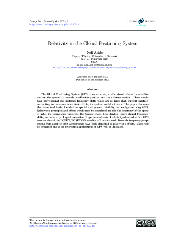 (PDF) Relativity in the Global Positioning System