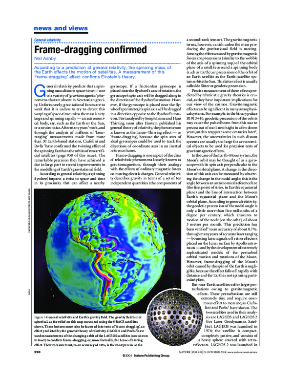 (PDF) General relativity: Frame-dragging confirmed