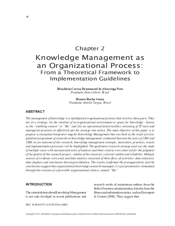 (PDF) Knowledge Management as an Organizational Process