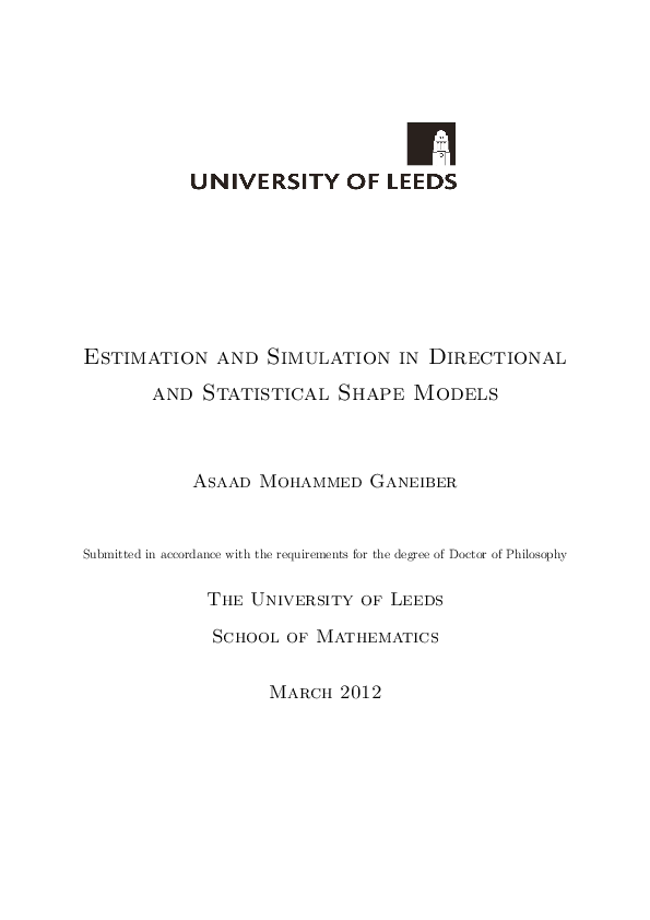 Pdf Estimation And Simulation In Directional And Statistical Shape Models