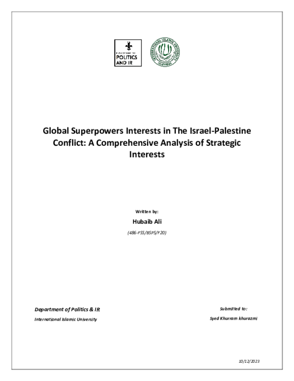 (PDF) Global Superpowers Interests in The Israel-Palestine Conflict: A ...