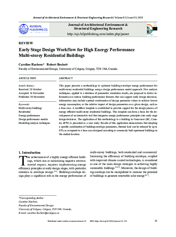 (PDF) Early stage Design Workflow for high Energy Performance Multi ...