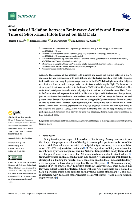 (PDF) Analysis of Relation Between Brainwave Activity and Reaction Time of Short-Haul Pilots ...