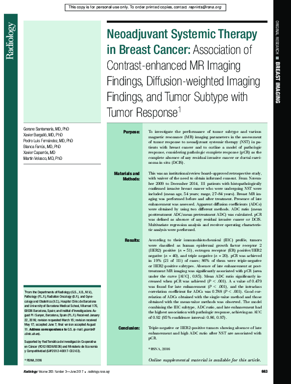(PDF) Neoadjuvant systemic therapy for breast cancer: an overview and ...