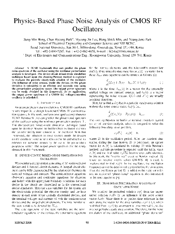 (PDF) Physics-Based Phase Noise Analysis of CMOS RF Oscillators