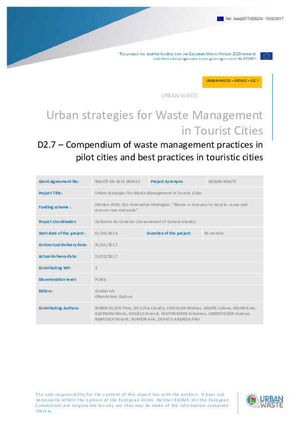 (PDF) Urban strategies for Waste Management in Tourist Cities. D2.7 ...