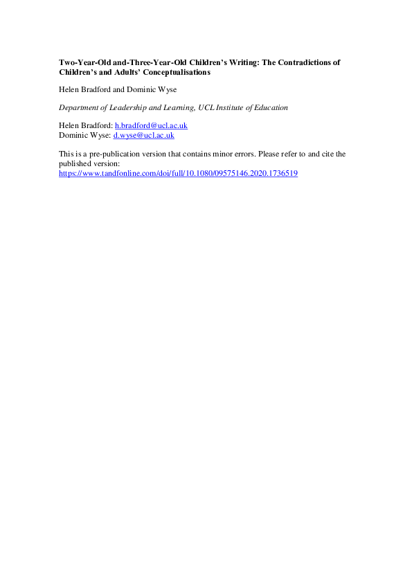 (PDF) Two-year-old and three-year-old children’s writing: the ...