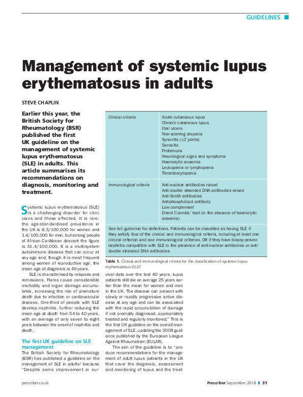(PDF) Management of systemic lupus erythematosus in Chinese patients