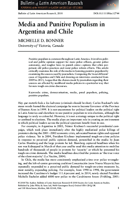 (PDF) Media and Punitive Populism in Argentina and Chile