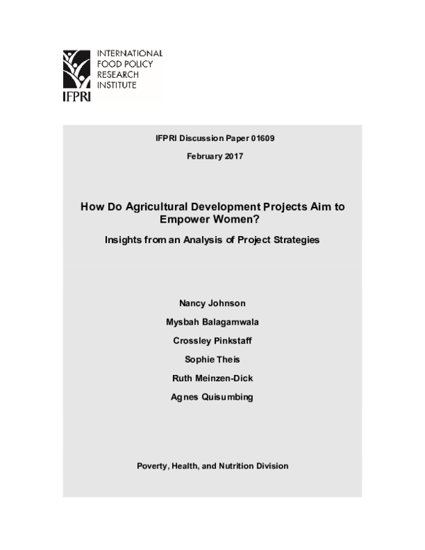 (PDF) How do agricultural development projects aim to empower women ...