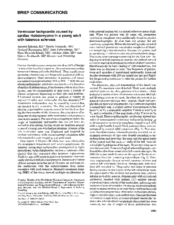 (PDF) Ventricular tachycardia caused by cardiac rhabdomyoma in a young ...