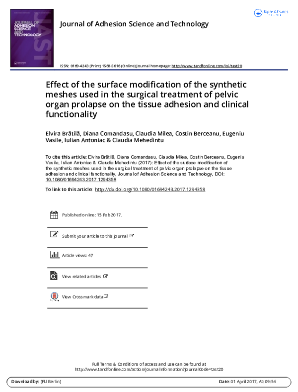 (PDF) Effect of the surface modification of the synthetic meshes used ...