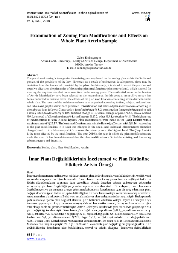 (PDF) Examination of Zoning Plan Modifications and Effects on Whole ...