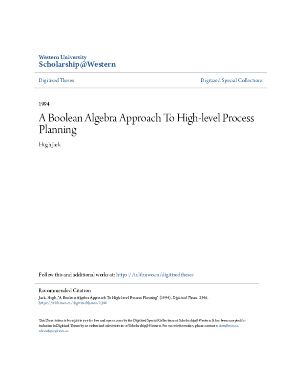 (PDF) A Boolean Algebra Approach To High-level Process Planning | Hugh Jack - Academia.edu