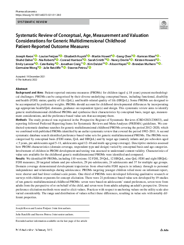 (PDF) Systematic Review of Conceptual, Age, Measurement and Valuation ...
