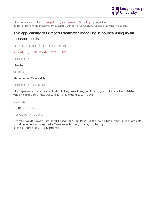 (PDF) The applicability of Lumped Parameter modelling in houses using ...