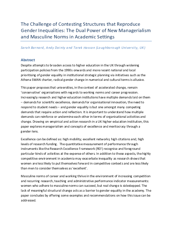 (PDF) The challenge of contesting structures that reproduce gender ...