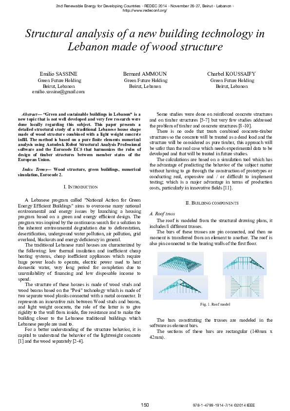 (PDF) Structural analysis of a new building technology in Lebanon made of wood structure