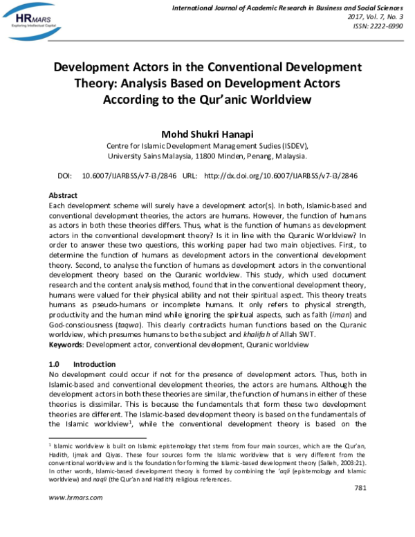 (PDF) Development Actors in the Conventional Development Theory ...