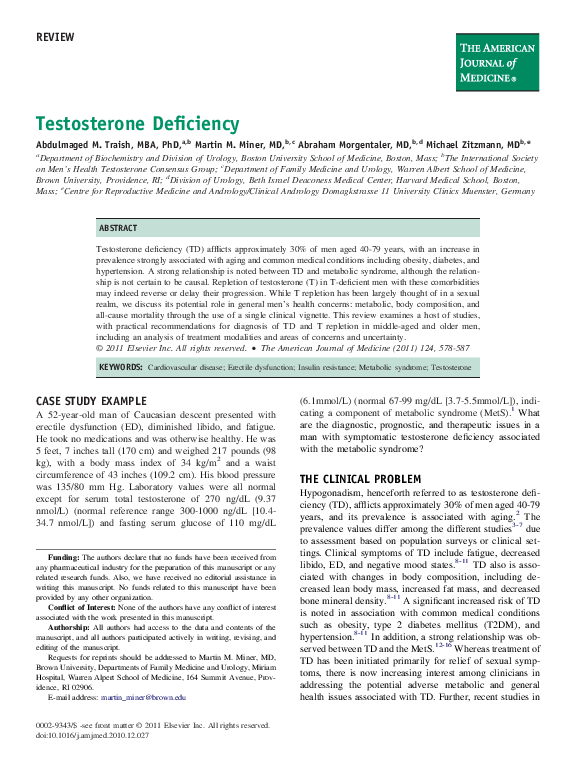 Testosterone Deficiency
