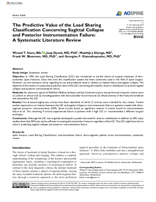 (PDF) The Predictive Value of the Load Sharing Classification ...