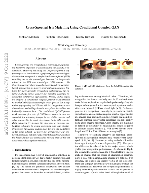 (PDF) Cross-Spectral Iris Matching Using Conditional Coupled GAN ...