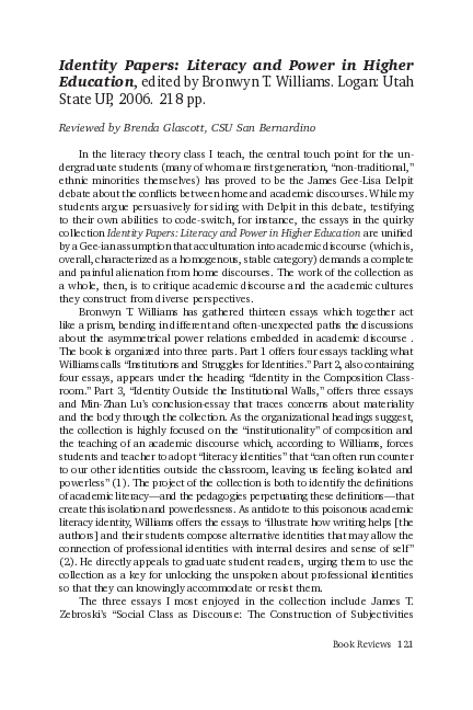 (PDF) Identity papers: Literacy and power in higher education