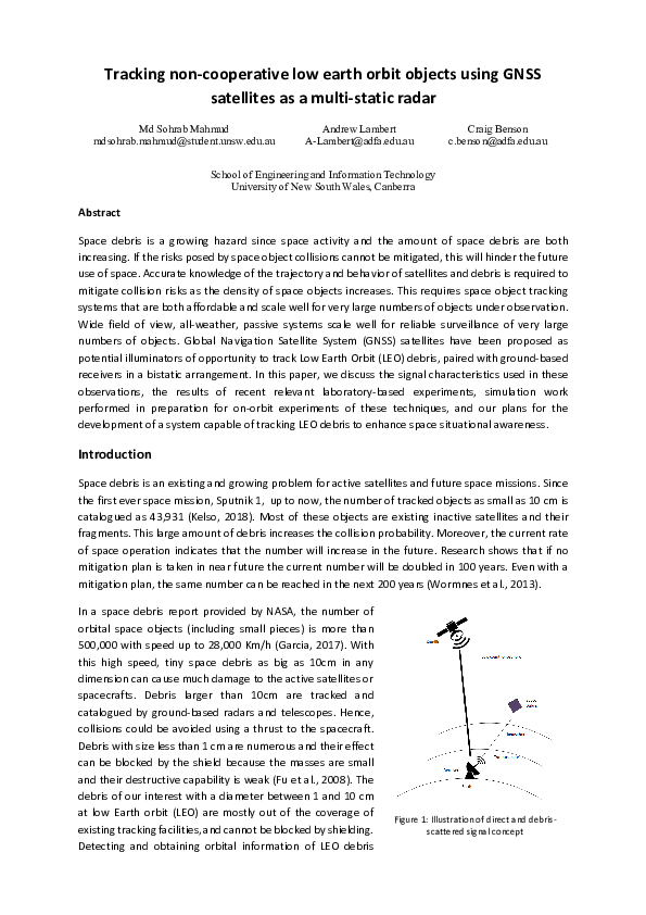 (PDF) Tracking non-cooperative low earth orbit objects using GNSS ...