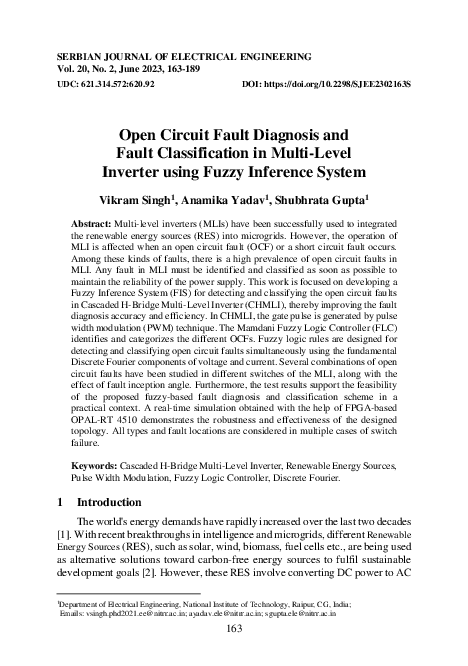 Pdf Open Circuit Fault Diagnosis And Fault Classification In Multi
